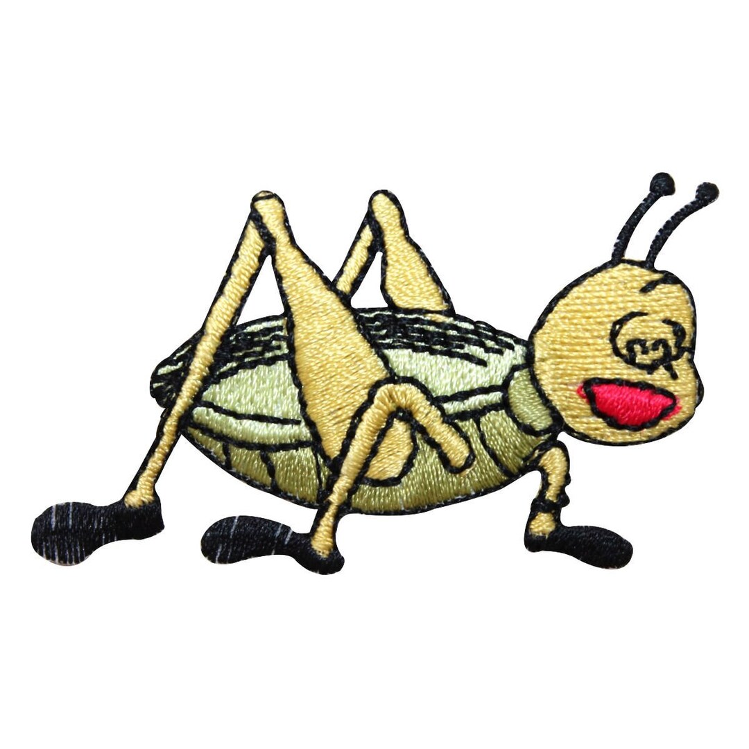 ID 1603A Happy Grasshopper Patch Cricket Insect Bug Embroidered Iron on ...