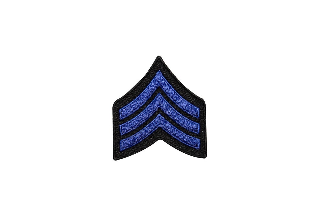 Blue Military Stripes Patch Chevron Pattern Embroidered Iron on ...