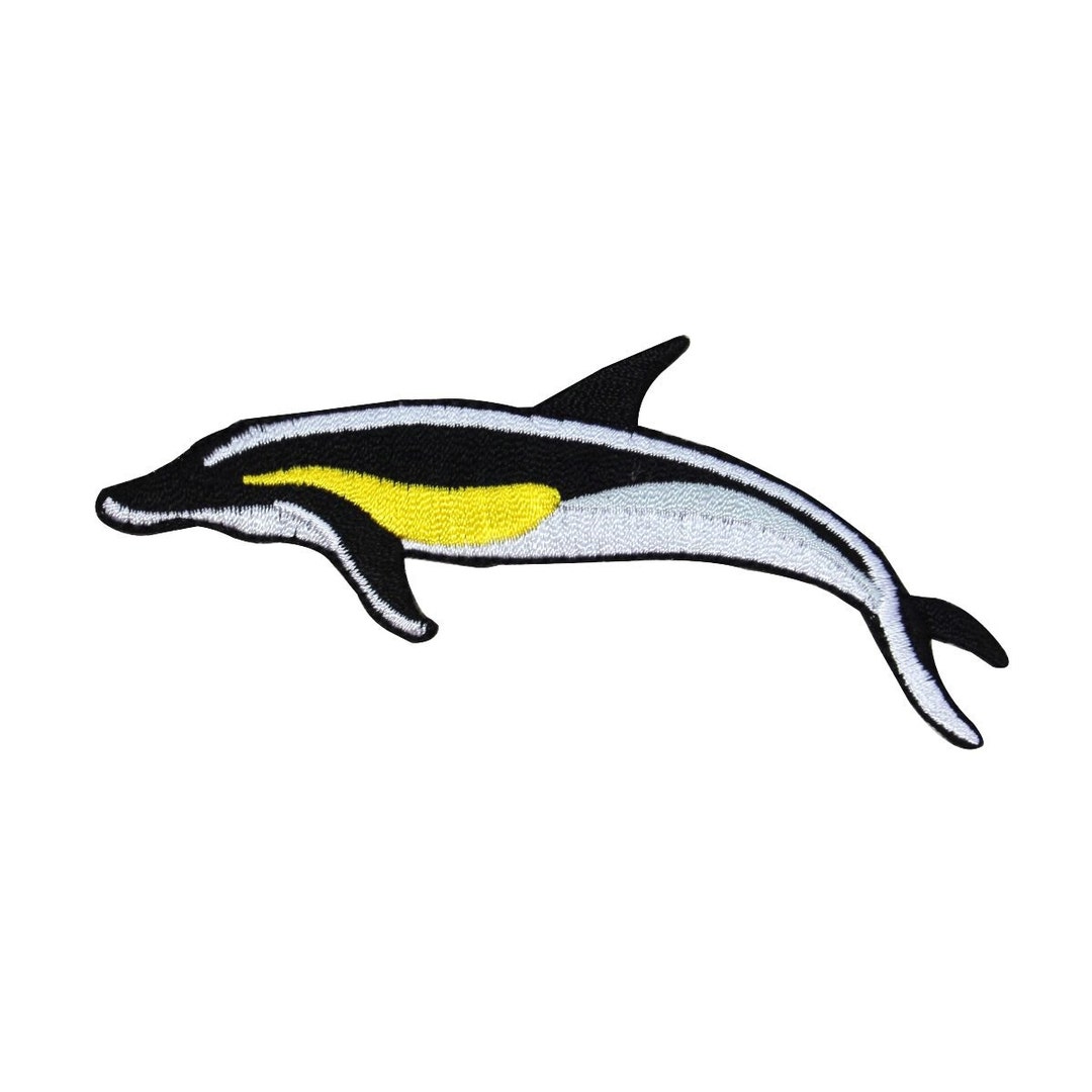 Black Dolphin Swimming Patch Marine Aquatic Animal Embroidered Iron on ...