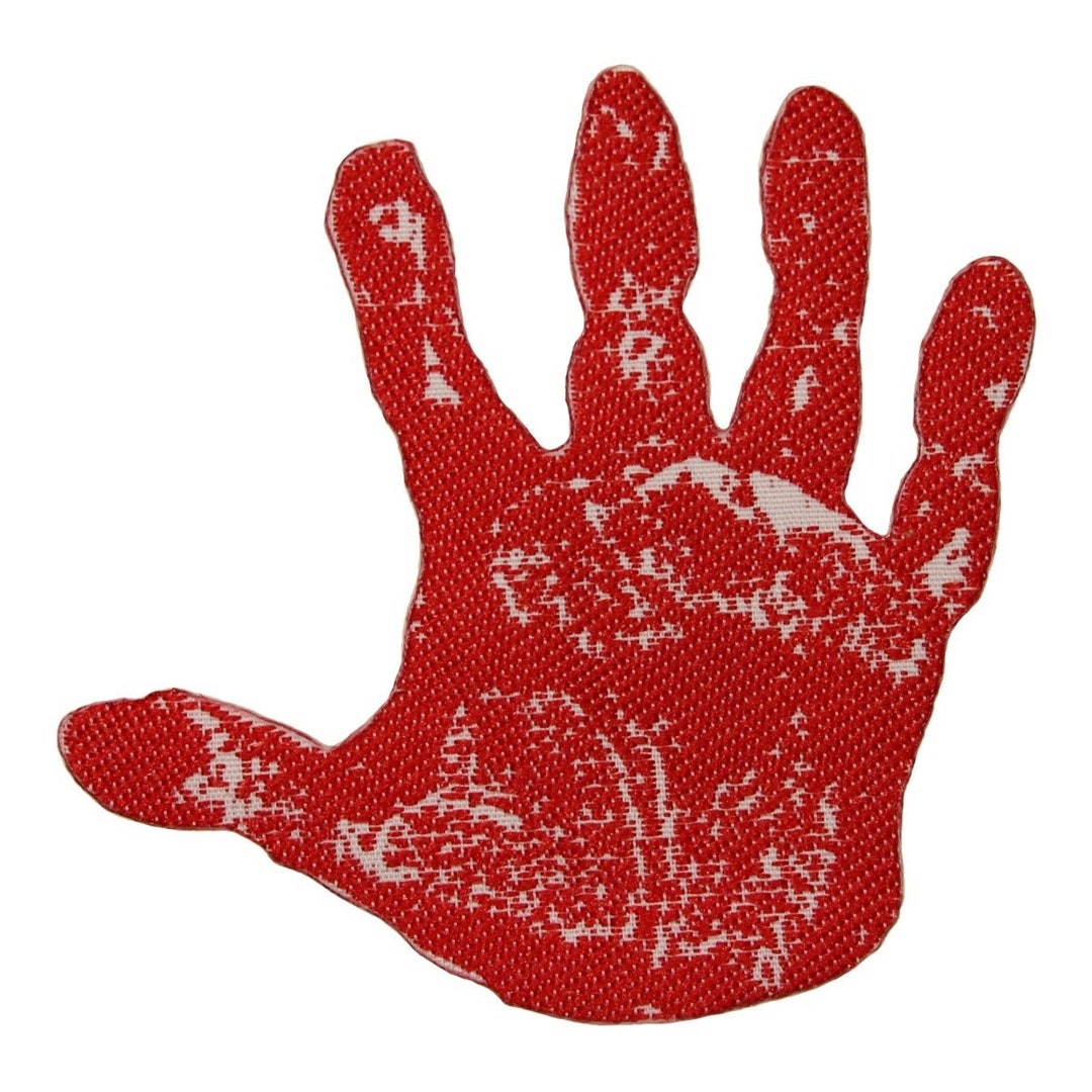 ID 9222 Red Handprint Patch Symbol High Five Palm Iron on Embroidered ...