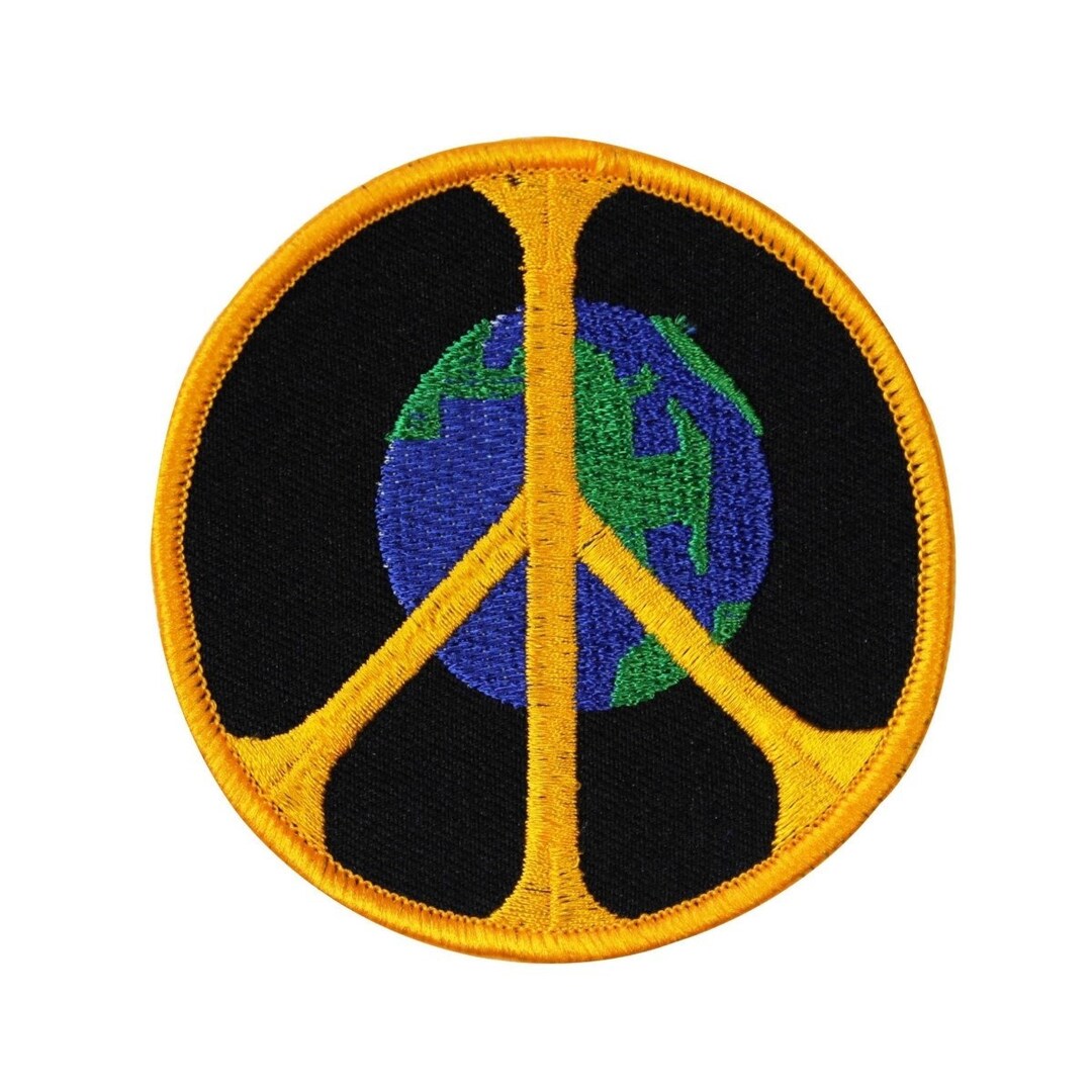 3 Inch World Peace Sign Patch Planet Earth Hippie Embroidered Iron on ...