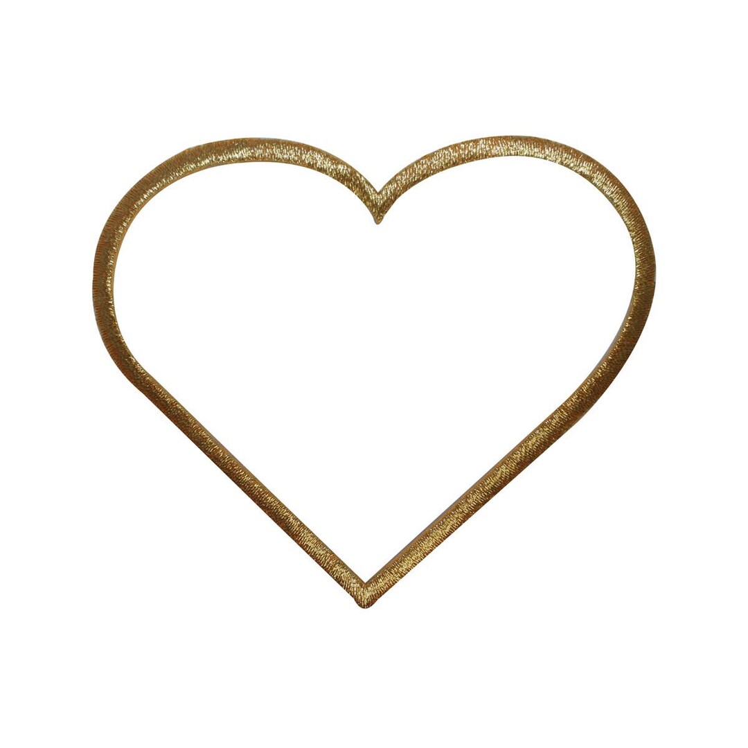ID 3282B Gold Heart Outline Patch Love Shape Symbol Embroidered Iron on ...