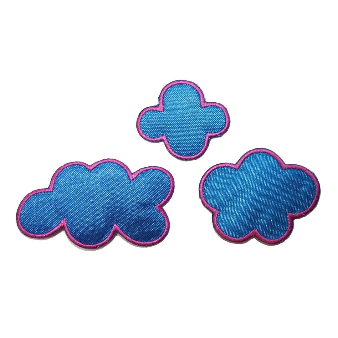 ID 1966ABC Set of 3 Puffy Cloud Patches Rainy Blue Sky Weather Iron on ...