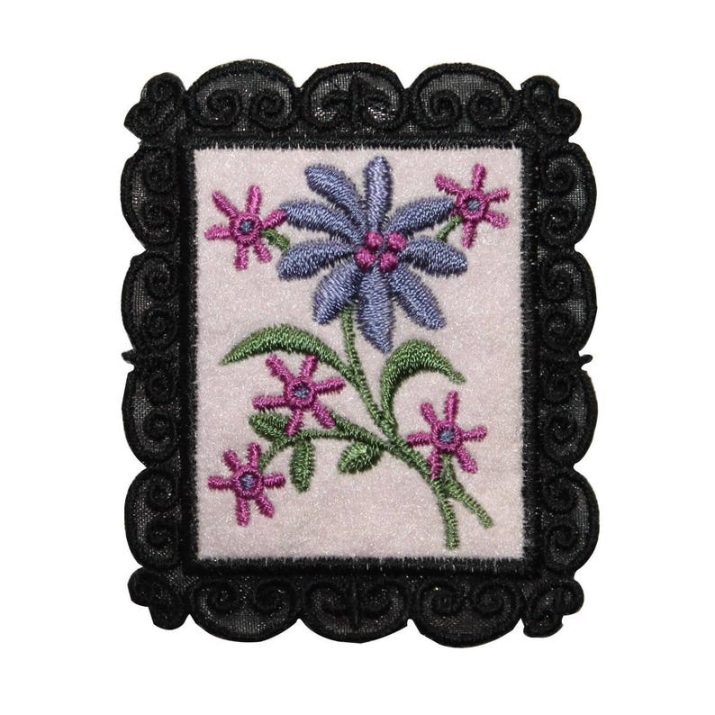 ID 6987 Purple Flowers Picture Patch Frame Garden Embroidered - Etsy