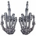 White Skeleton Hand Middle Finger Patches Kreepsville Set of 2 Iron on ...