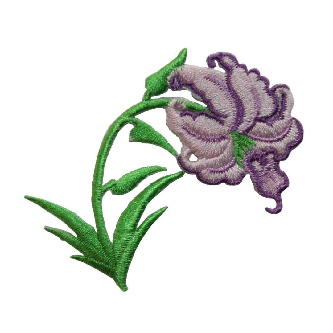 ID 6502 Purple Lily Flower Patch Iris Orchid Plant Embroidered Iron on ...