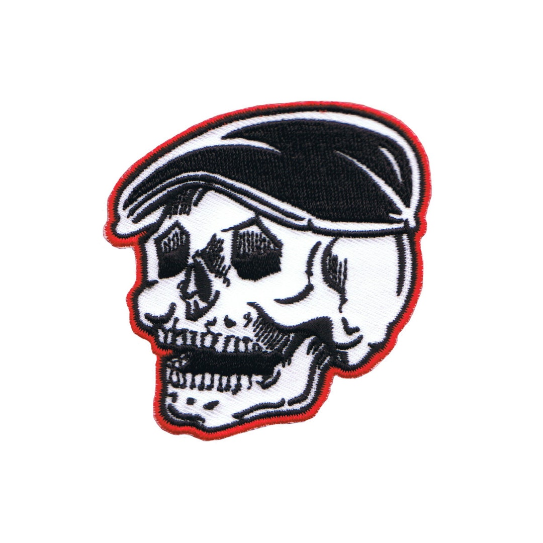 Artist Kruse Flat Cap Cabby Skull Patch Biker Head Embroidered Iron on ...