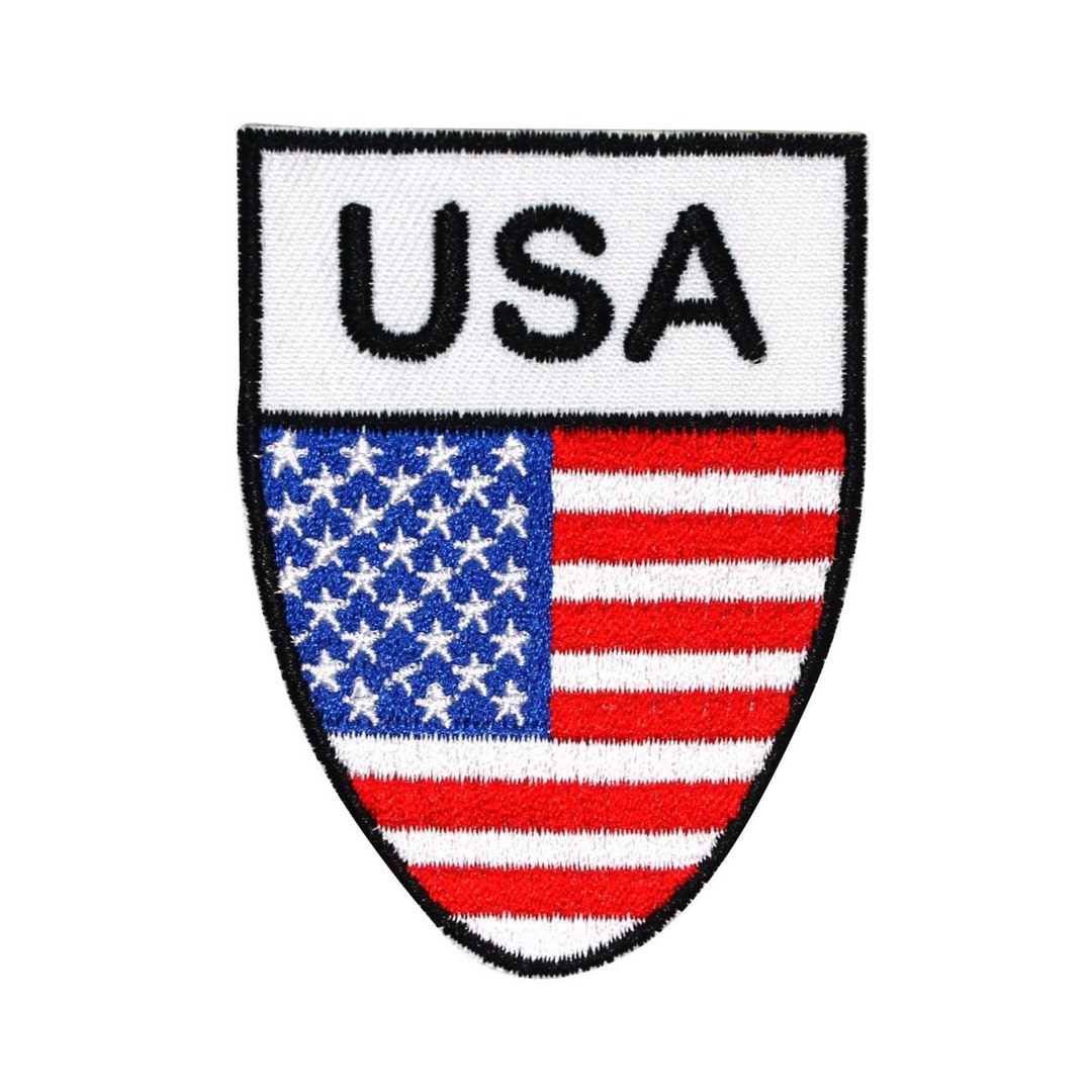 USA Flag Badge Patch United States of America Shield Iron-on Applique ...