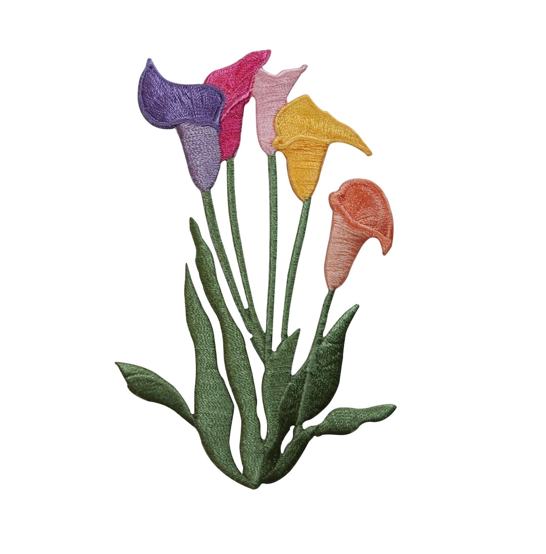 ID 6931 Multi Colored Lily Flowers Patch Garden Embroidered Iron on ...