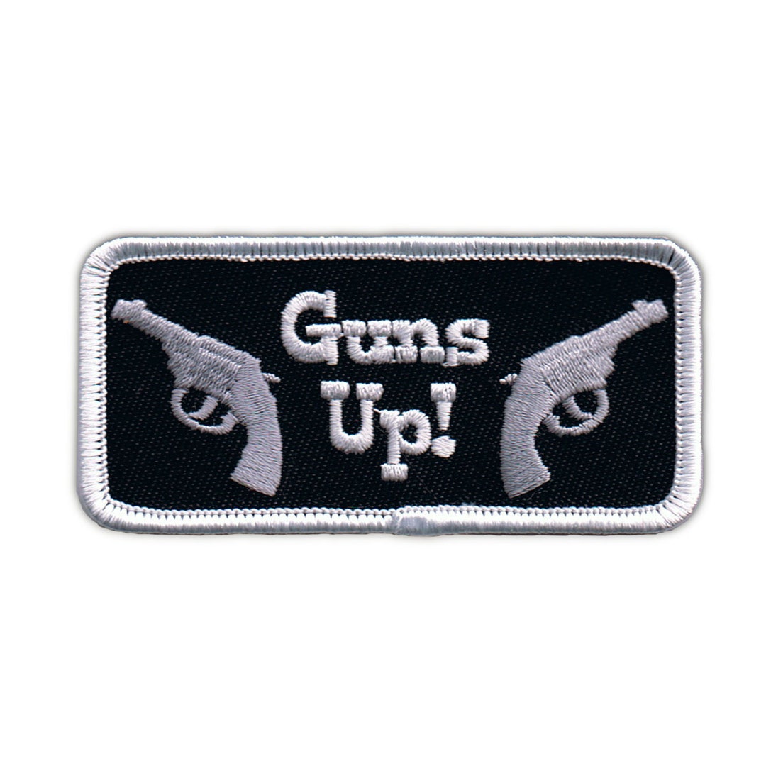 Guns Up Name Tag Patch Novelty Pistol Badge Sign Embroidered Iron on ...
