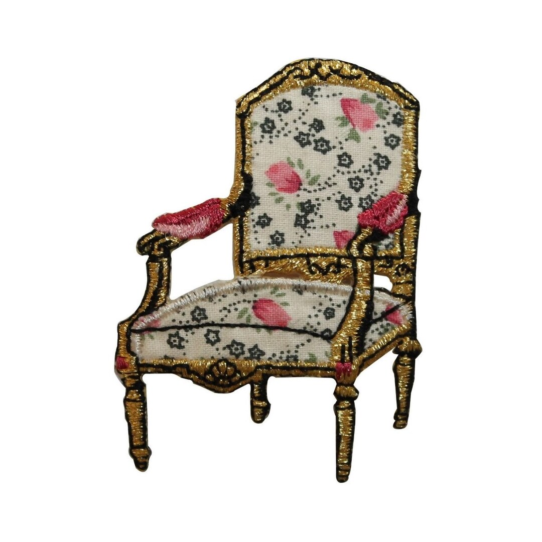 ID 7552 Plush Classical Chair Patch Victorian Wood Embroidered Iron on ...