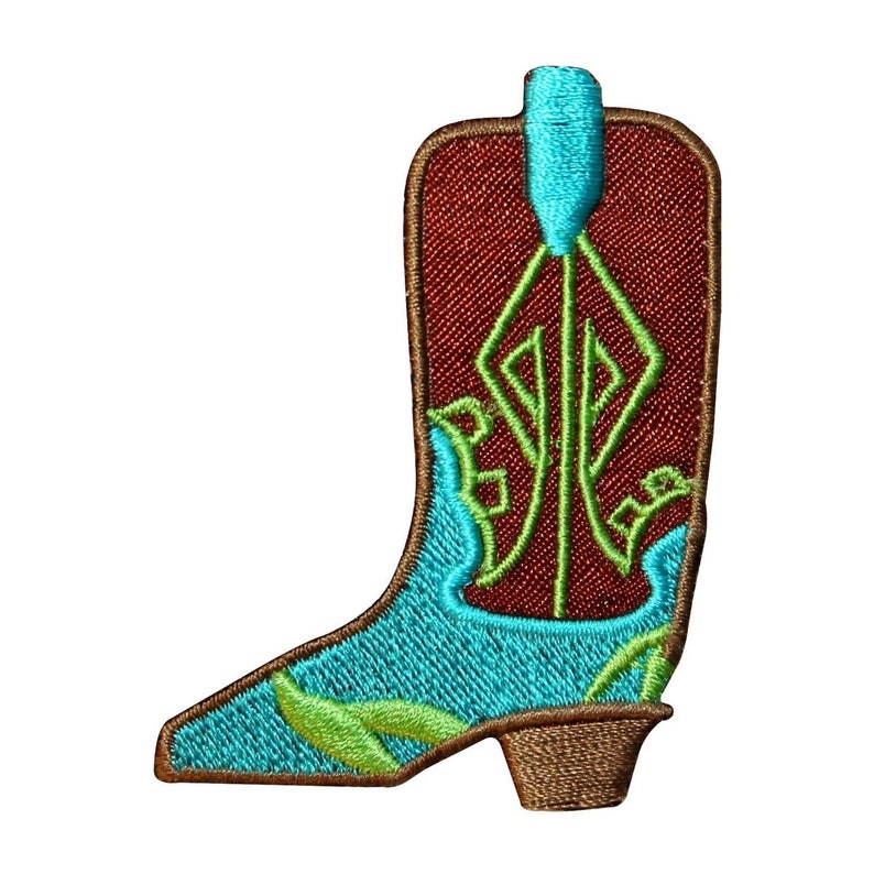 ID 9072A Fancy Cowboy Boot Patch Western Wear Shoe Embroidered Iron on ...