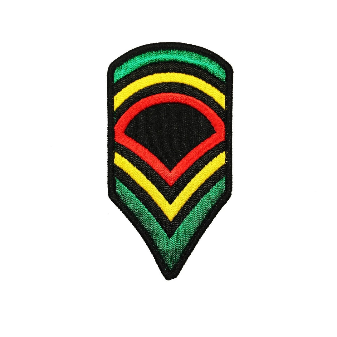 Rasta Army Stripes Patch Chevron Jamaican Military Embroidered Iron on ...