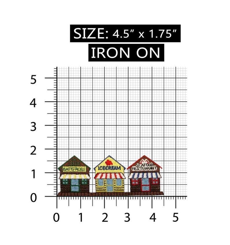 ID 1291 Downtown Store Front Patch Fishing Village Embroidered Iron on ...
