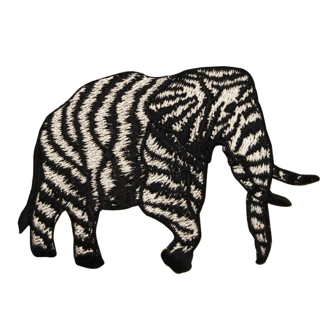 ID 0691 Striped Elephant Patch Safari Wild Life Zoo Embroidered Iron on ...