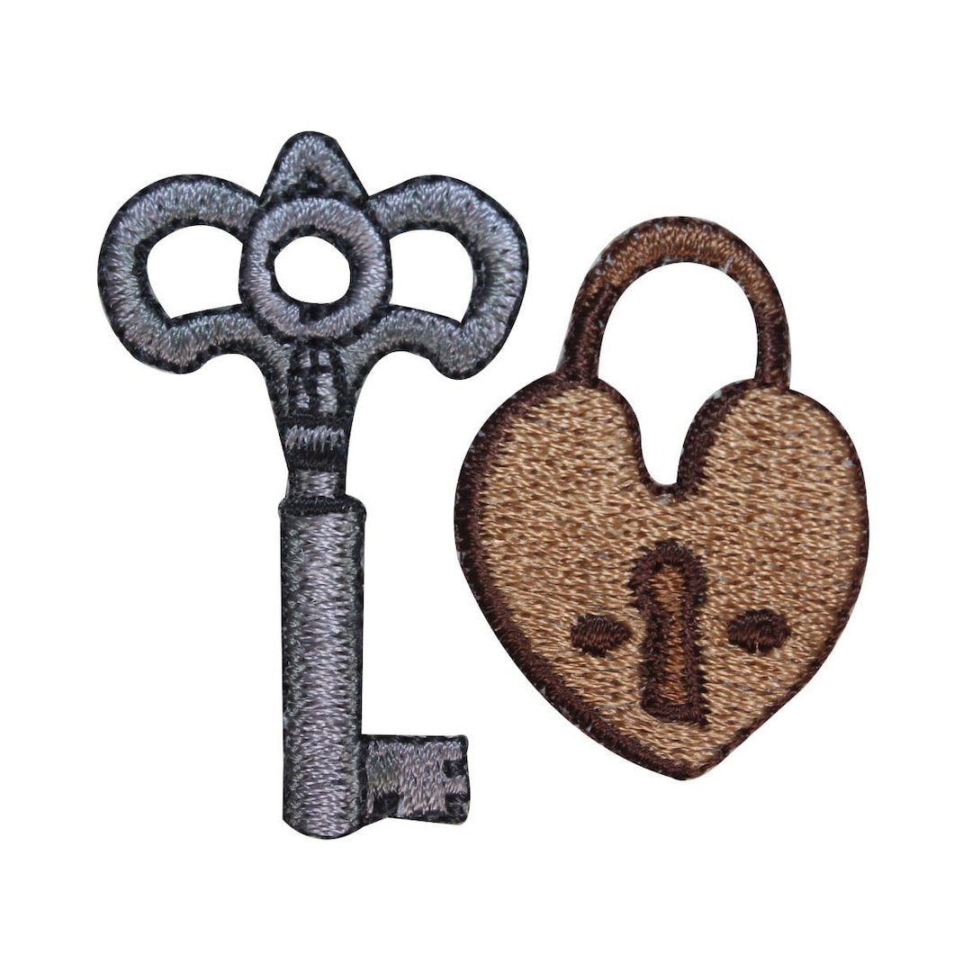 ID 3210AB Set of 2 Skeleton Key Lock Patch Chest Embroidered Iron on ...