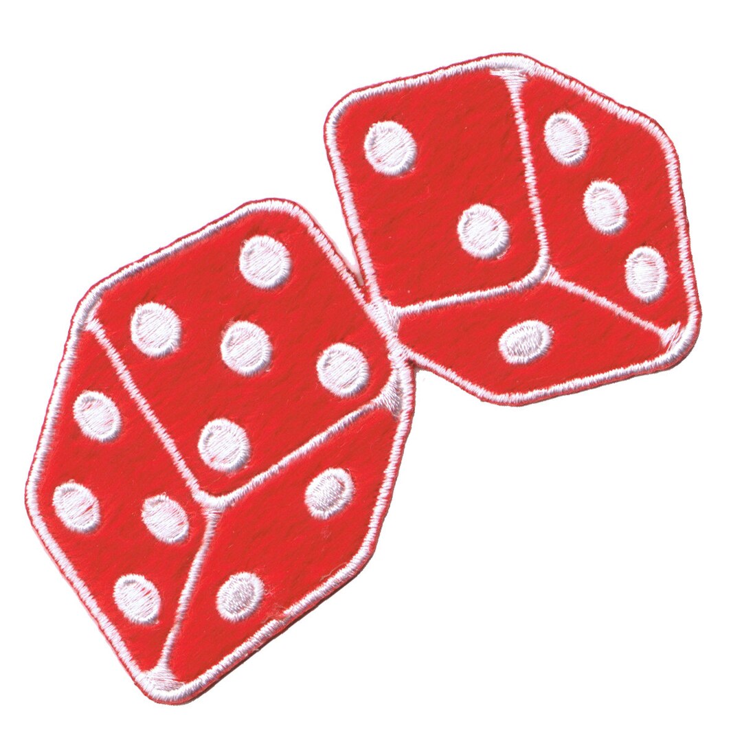 Red Fuzzy Dice Patch Roll Plush Gamble Symbol Embroidered Iron on ...