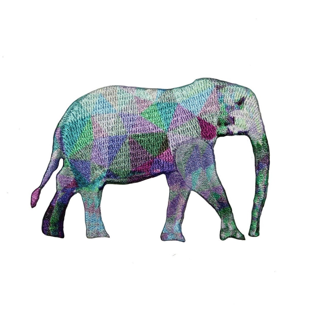 Geometric Elephant Head Patch Animal Sublimation Embroidery Iron on ...