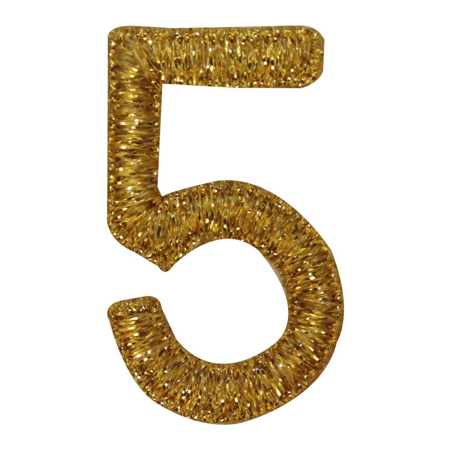 ID 1888 Gold Number 5 Patch Symbol Sign Five Craft Embroidered Iron on ...