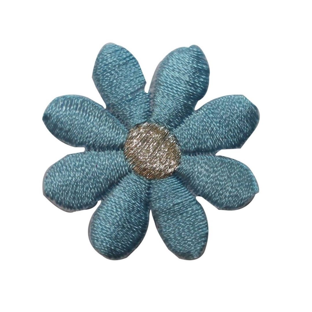 ID 6550 Blue Daisy Symbol Patch Metallic Flower Embroidered Iron on ...