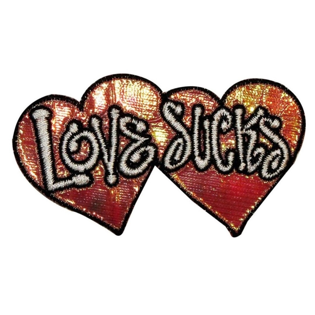 Love Sucks Hearts Patch Badge Stinks Hate Symbol Embroidered Iron on ...