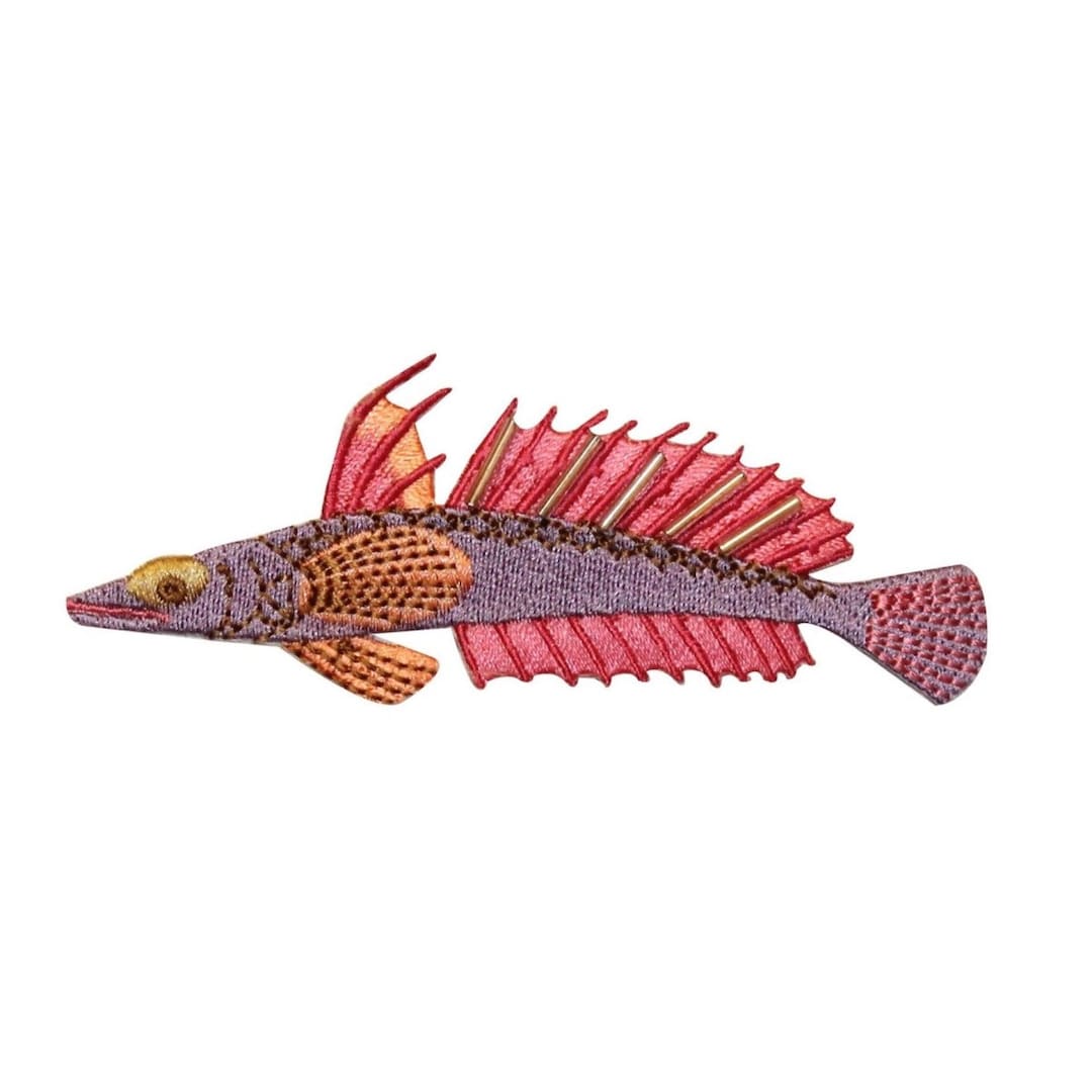 ID 0215 Tropical Spine Fish Patch Spike Ocean Sea Embroidered Iron on ...