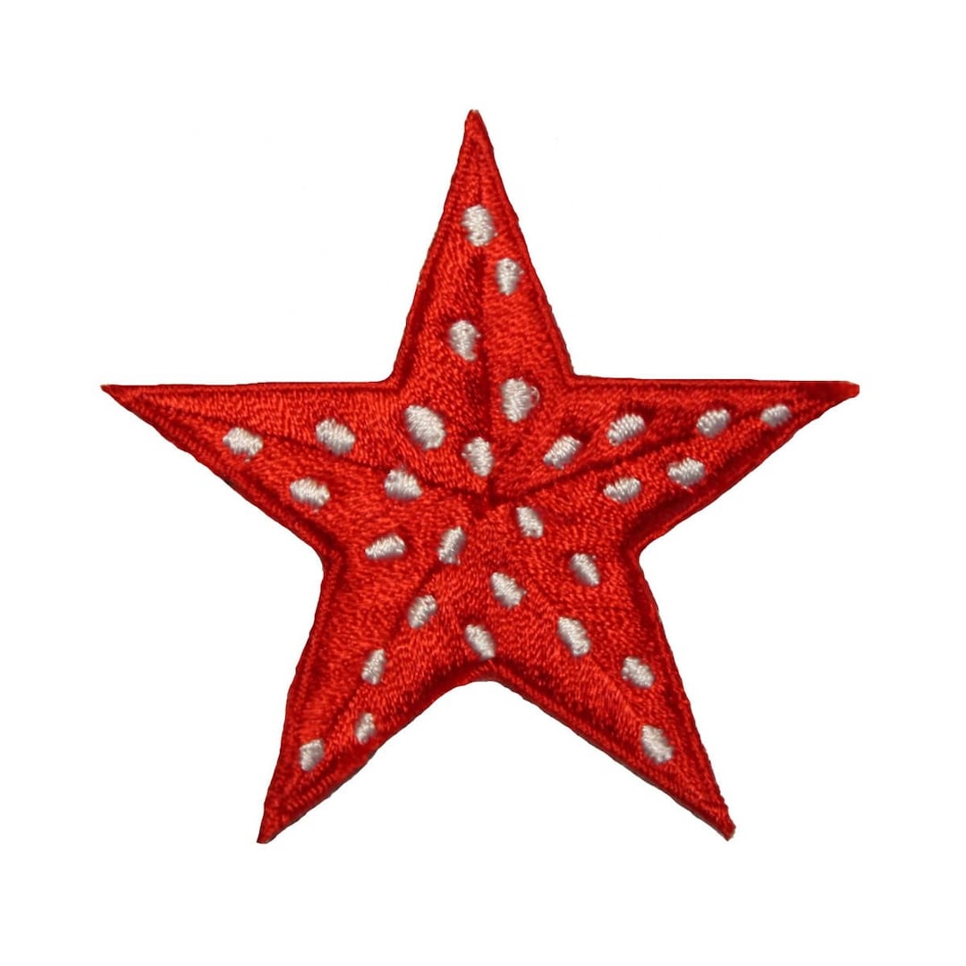 ID 3497 Spotted Red Star Patch Craft Emblem Design Embroidered Iron on ...