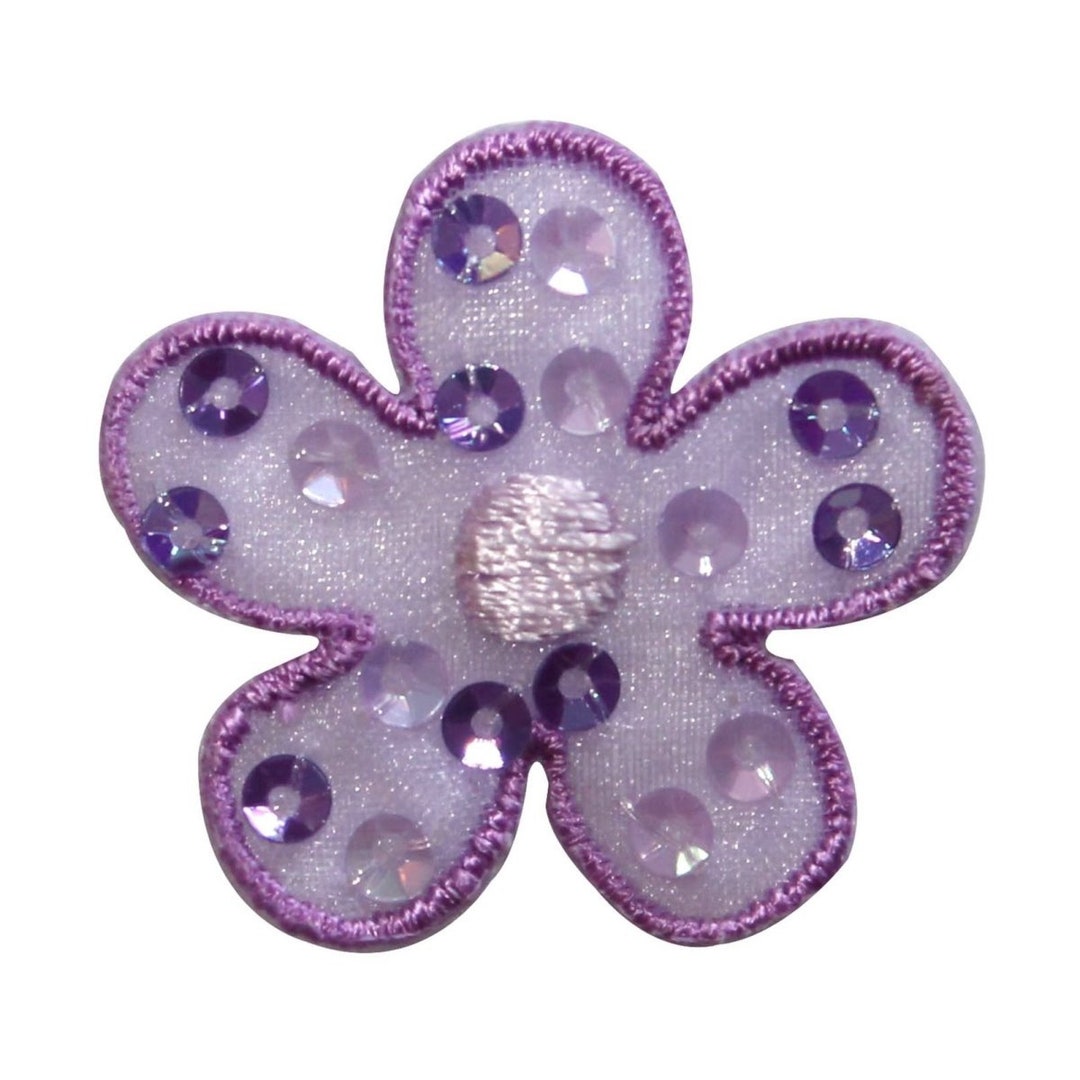 ID 8622 Sequin Purple Daisy Patch Garden Flower Embroidered Iron on ...