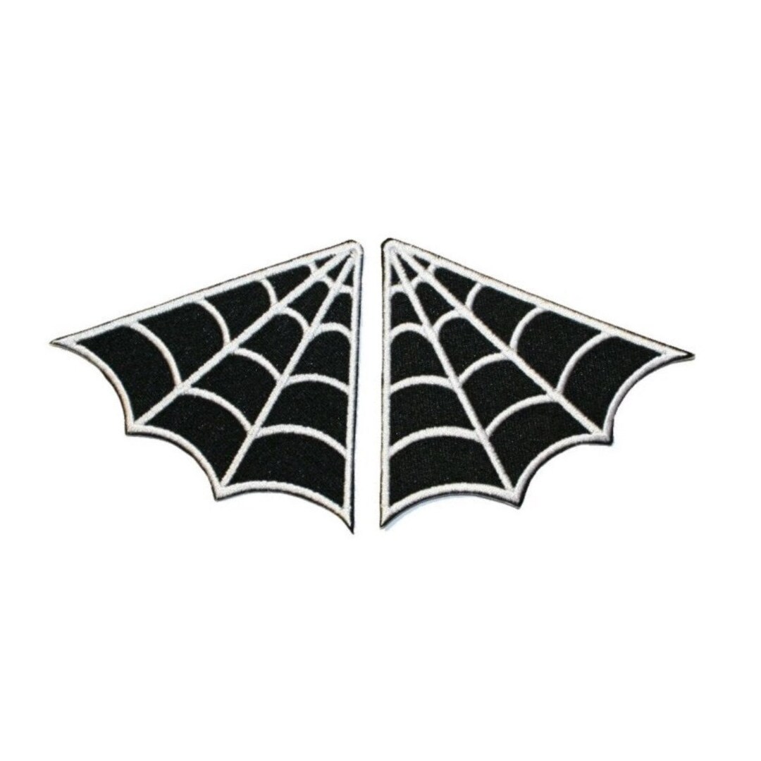 Set of 2 Spider Web Collar Patch Punk Goth Badge Embroidered Iron on Applique - Etsy