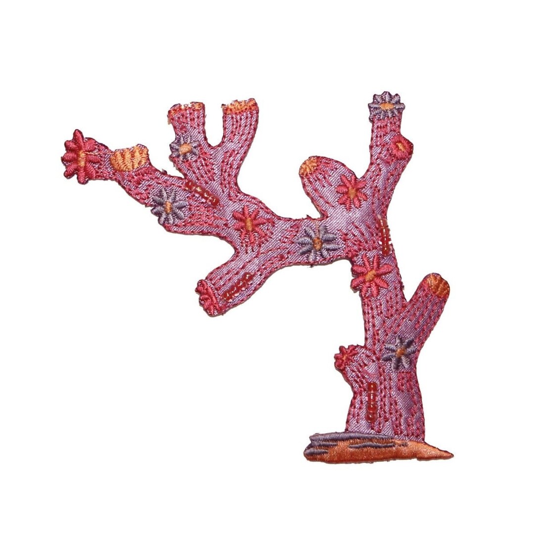 ID 0343 Pink Coral Reef Patch Underwater Sea Life Embroidered Iron on ...