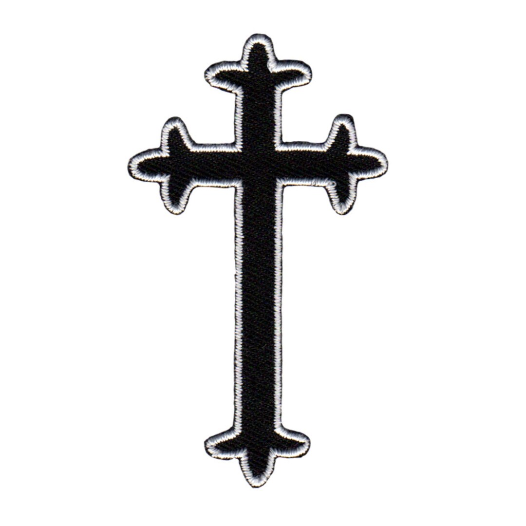 Black Ornate Cross Patch Iron on Gothic Christian Faith Craft Iron on ...