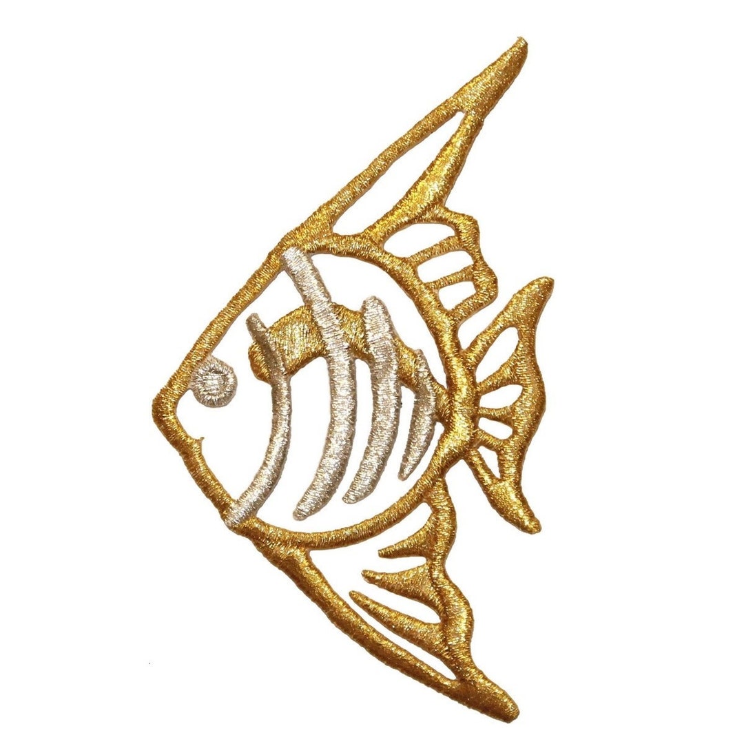 ID 0189 Tropical Angel Fish Outline Patch Ocean Embroidered Iron on ...