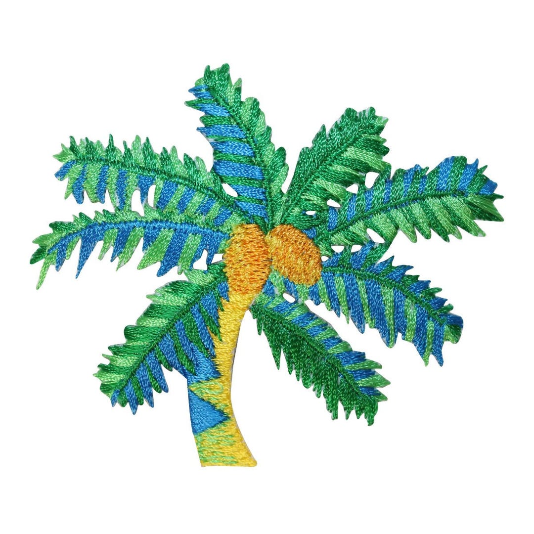 ID 1738 Palm Tree Craft Patch Tropical Beach Scene Embroidered Iron on ...