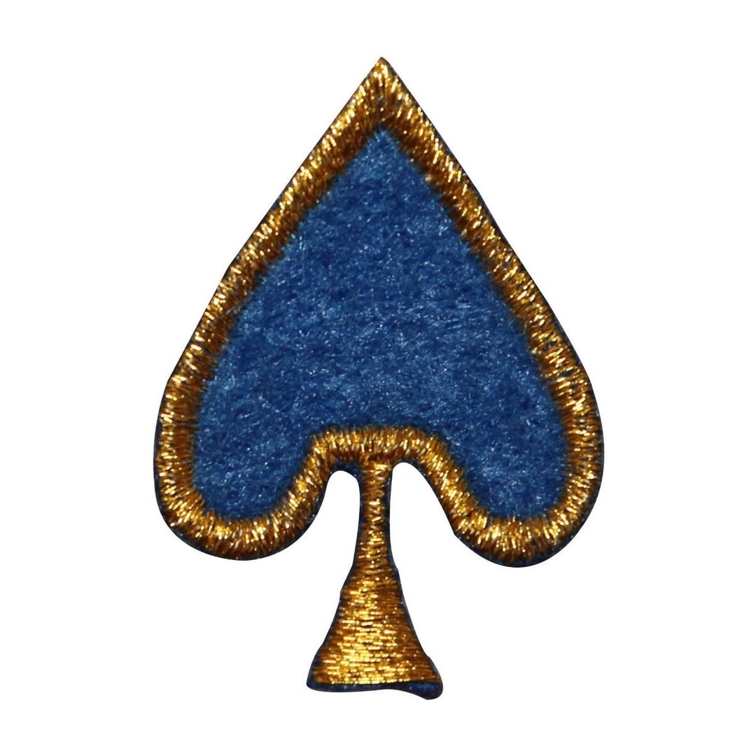 ID 8581 Blue Gold Spade Suit Patch Card Symbol Icon Embroidered Iron on ...