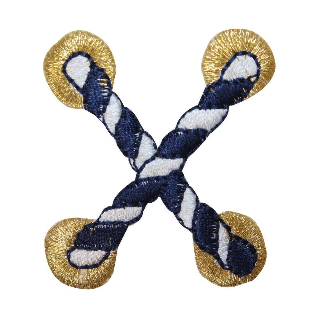 ID 2686B Striped Nautical Rope Patch Cord Knot Tie Embroidered Iron on ...