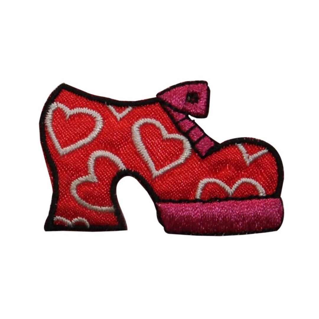 ID 7419 Red Heart Heel Boot Patch Fashion Shoe Love Embroidered Iron on ...
