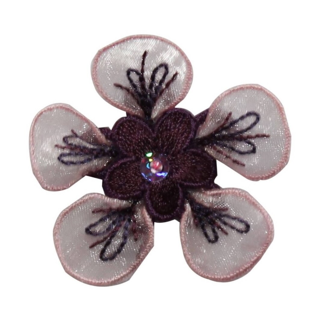 ID 6495 Lace Purple Gemmed Flower Patch Garden Craft Embroidered Ironon ...