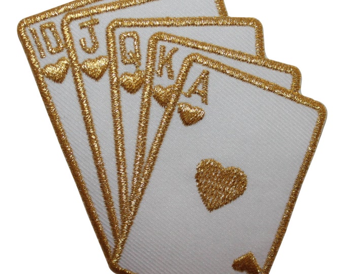 ID 8613 Royal Flush Poker Card Hand Gambling Embroidered Iron on ...