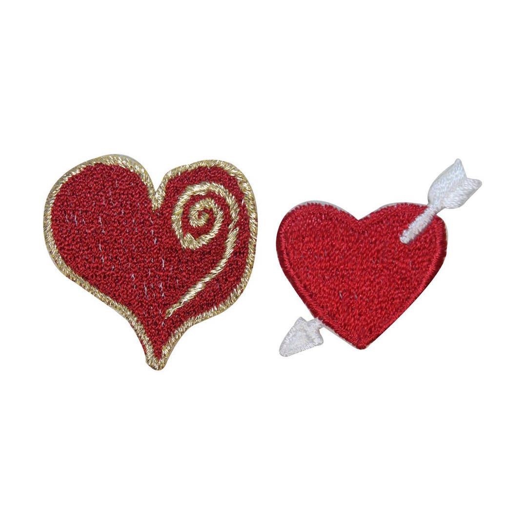 ID 3254AB Set of 2 Love Heart Patch Valentines Day Embroidered Iron on ...