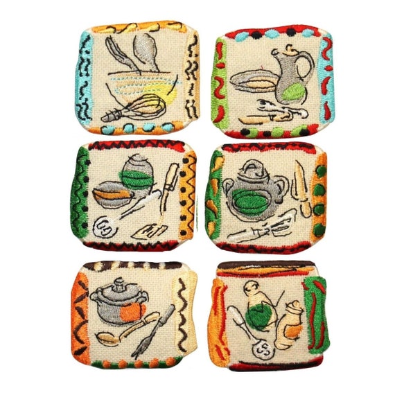 ID 1227A-F Set of 6 Assorted Cooking Badge Patches Embroidered - Etsy