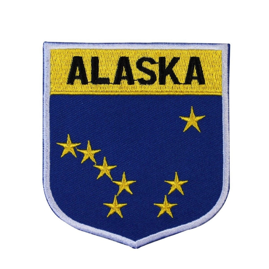 State Flag Shield Alaska Badge Patch Travel USA Embroidered Iron on ...