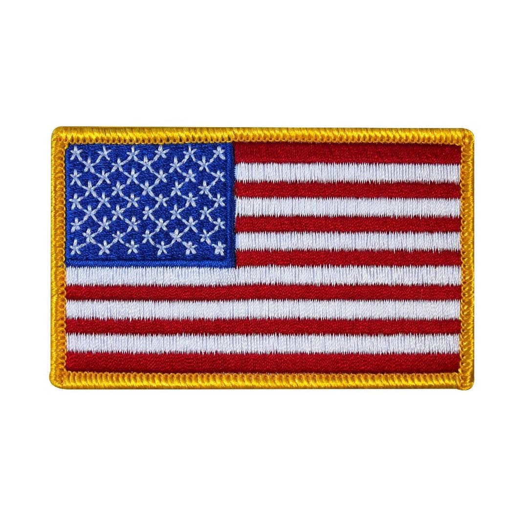 American Flag Gold Border Patch Military Badge USA Embroidered Iron on Applique - Etsy