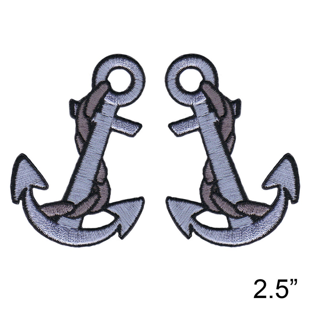 Nautical Anchor Patches Vessel Sea Set of 2 Embroidered Iron on ...