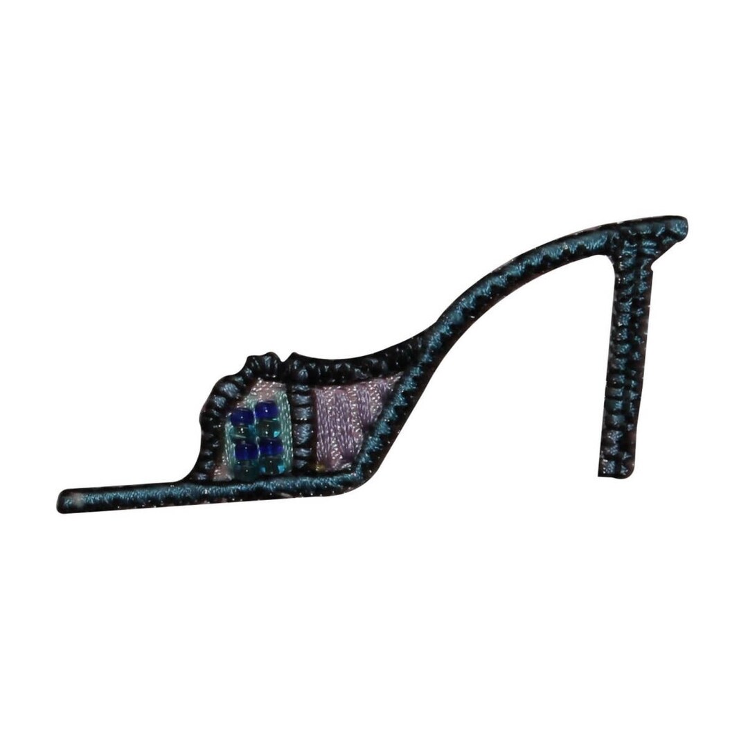 ID 7406 Slip on High Heel Patch Slipper Fancy Shoe Embroidered Iron on ...