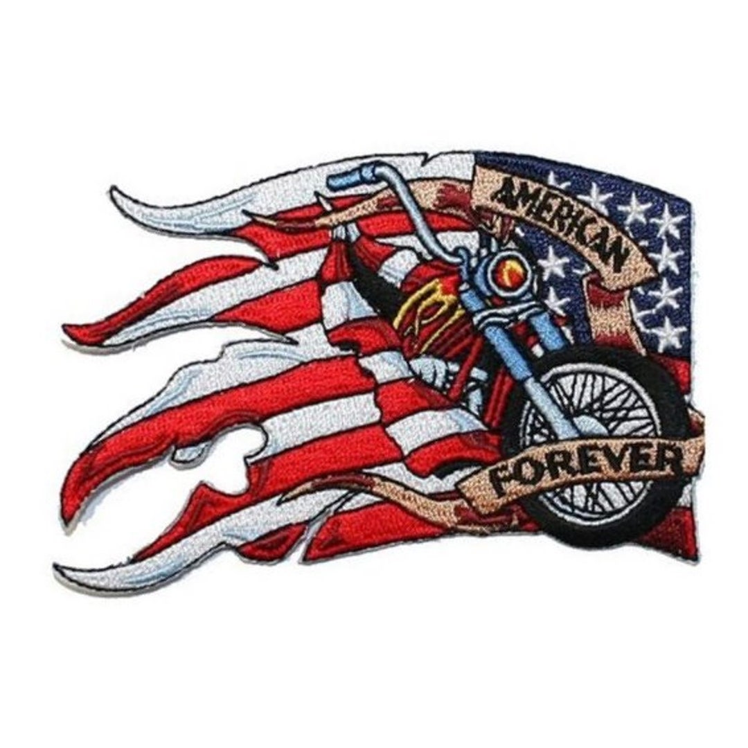American Flag Biker Forever Patch USA Motorcycle Embroidered - Etsy