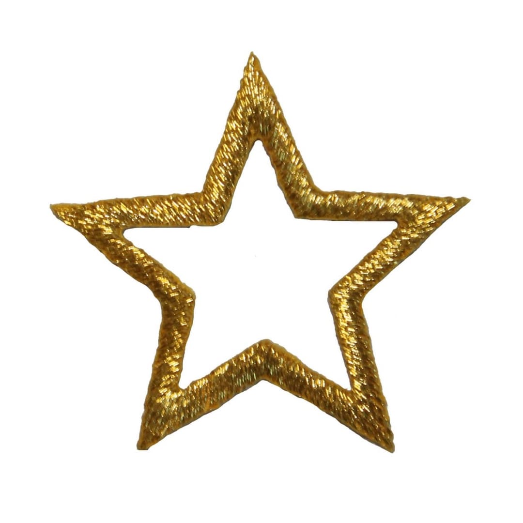 ID 3481 Gold Star Outline Patch Sky Craft Shiny Embroidered Iron on ...