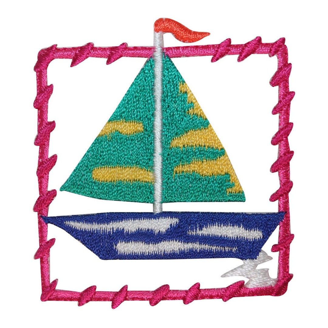 ID 1824 Framed Sailboat Boat Patch Ocean Sail Craft Embroidered Iron on ...