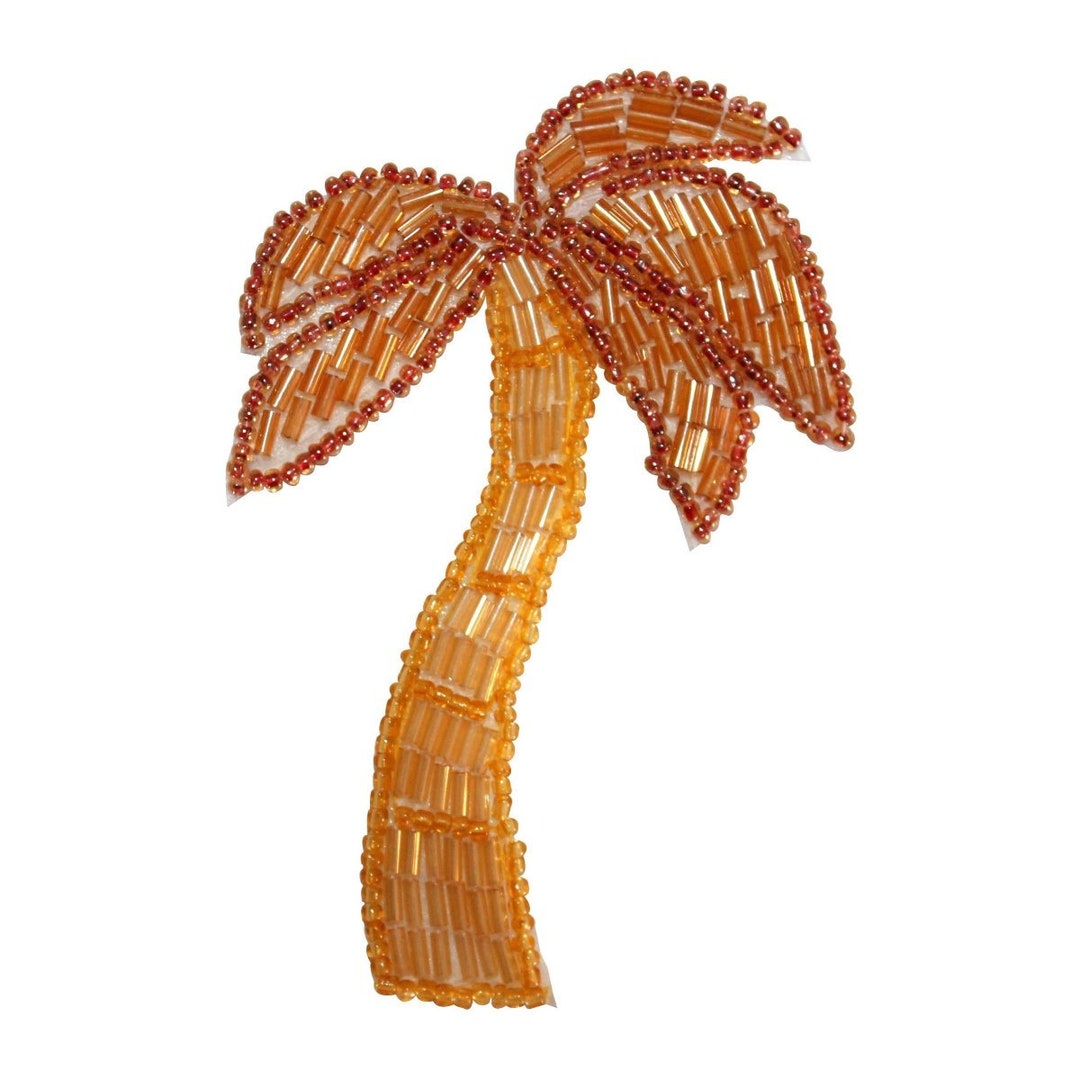 ID 8884 Tropical Palm Tree Patch Coconut Beach Plant Beaded Iron on ...