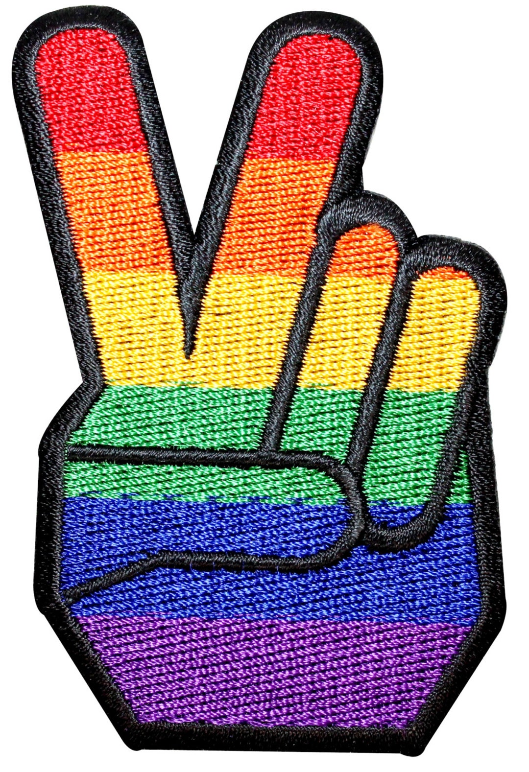 Rainbow Victory Hand Sign LGBT Peace & Pride Embroidered Iron on ...