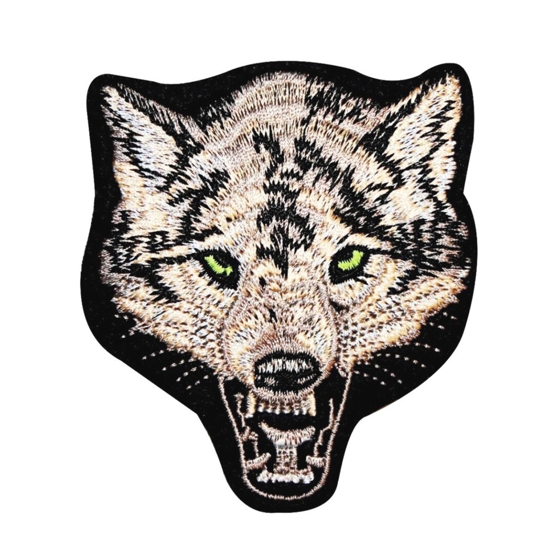 Angry Gray Wolf Face Patch Wild Animal Growl Snarl Embroidered Iron on ...